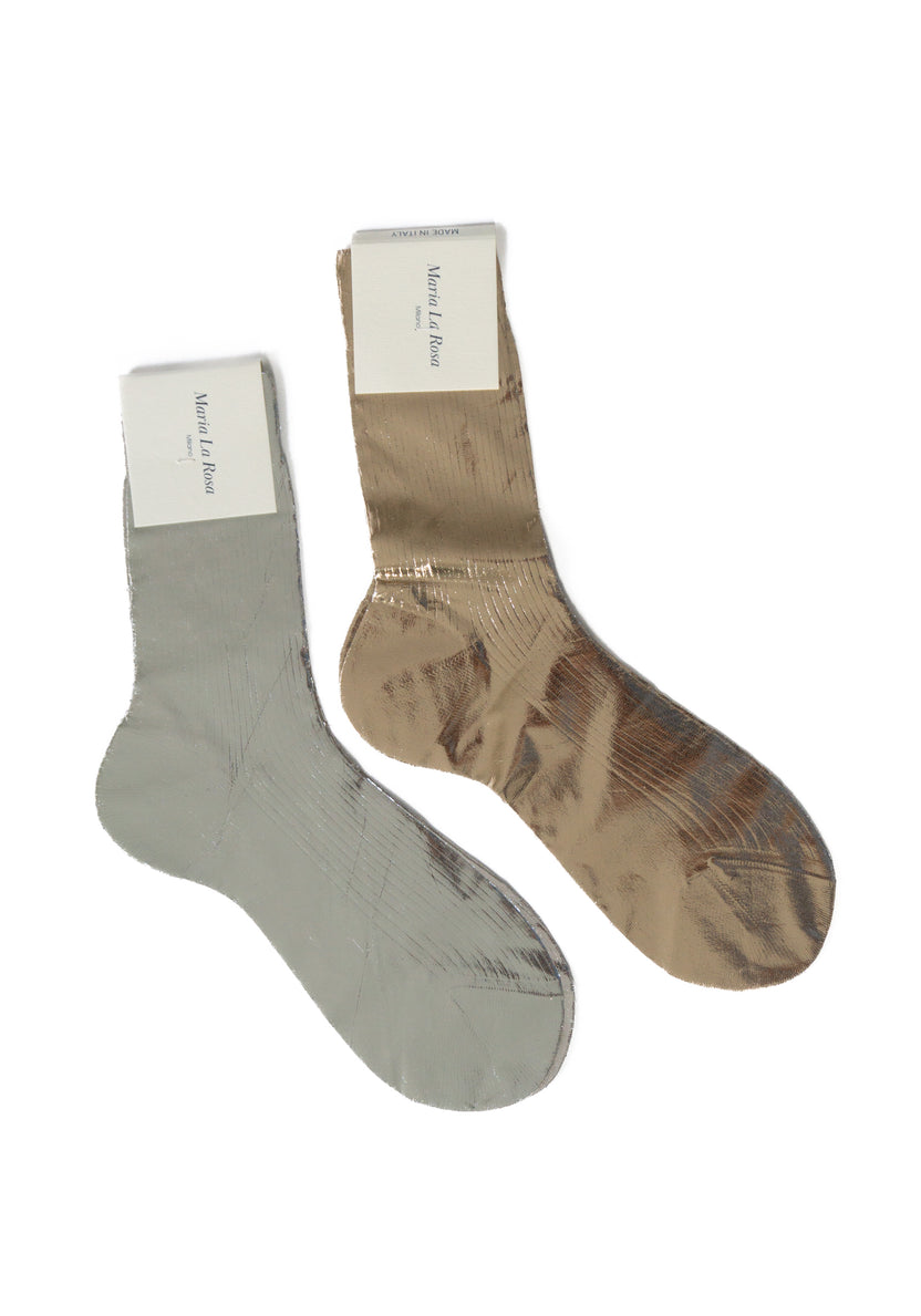 Maria La Rosa Ribbed Laminated Sock in silver – VESTIGE