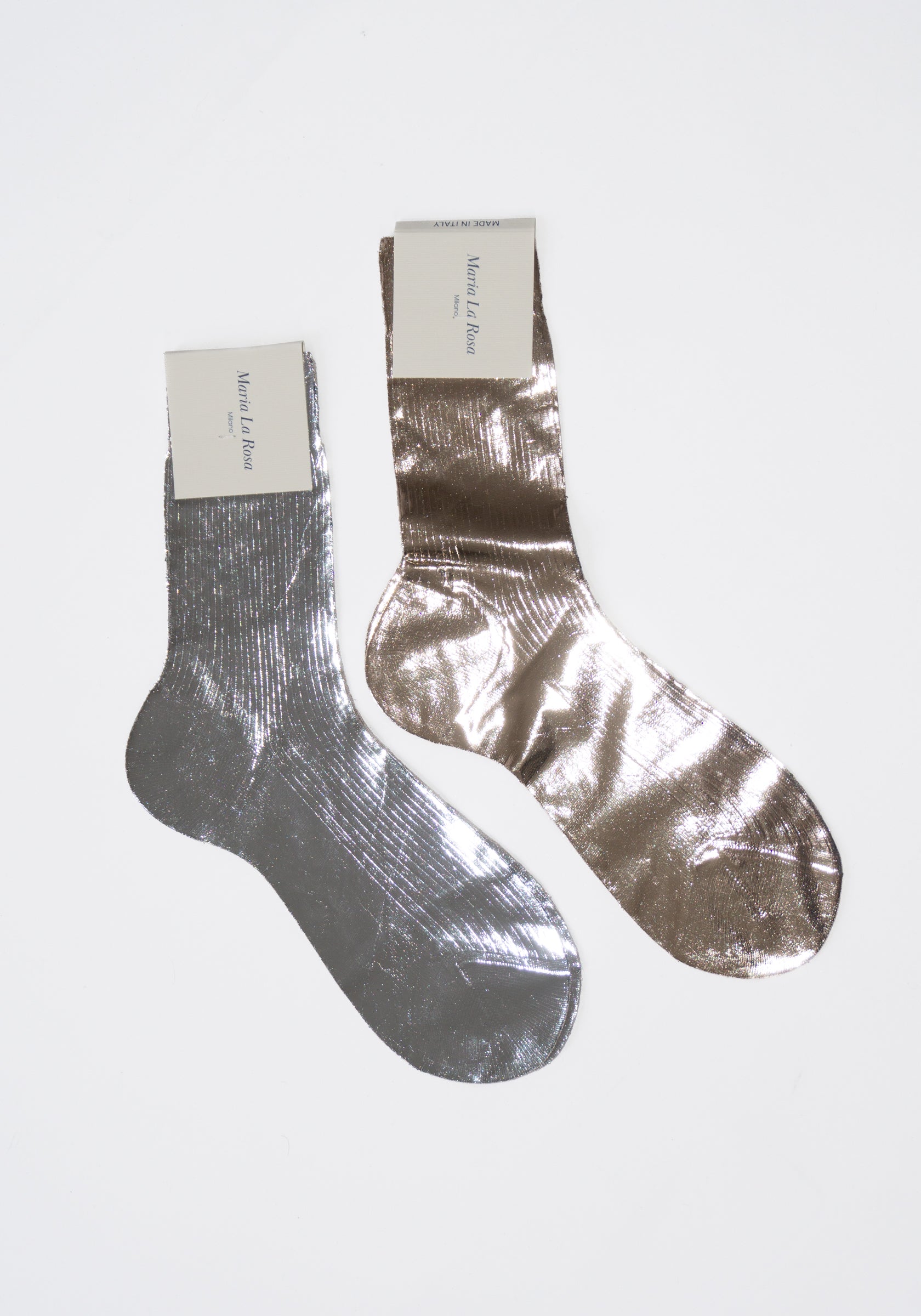 Maria La Rosa Ribbed Laminated Sock in silver – VESTIGE